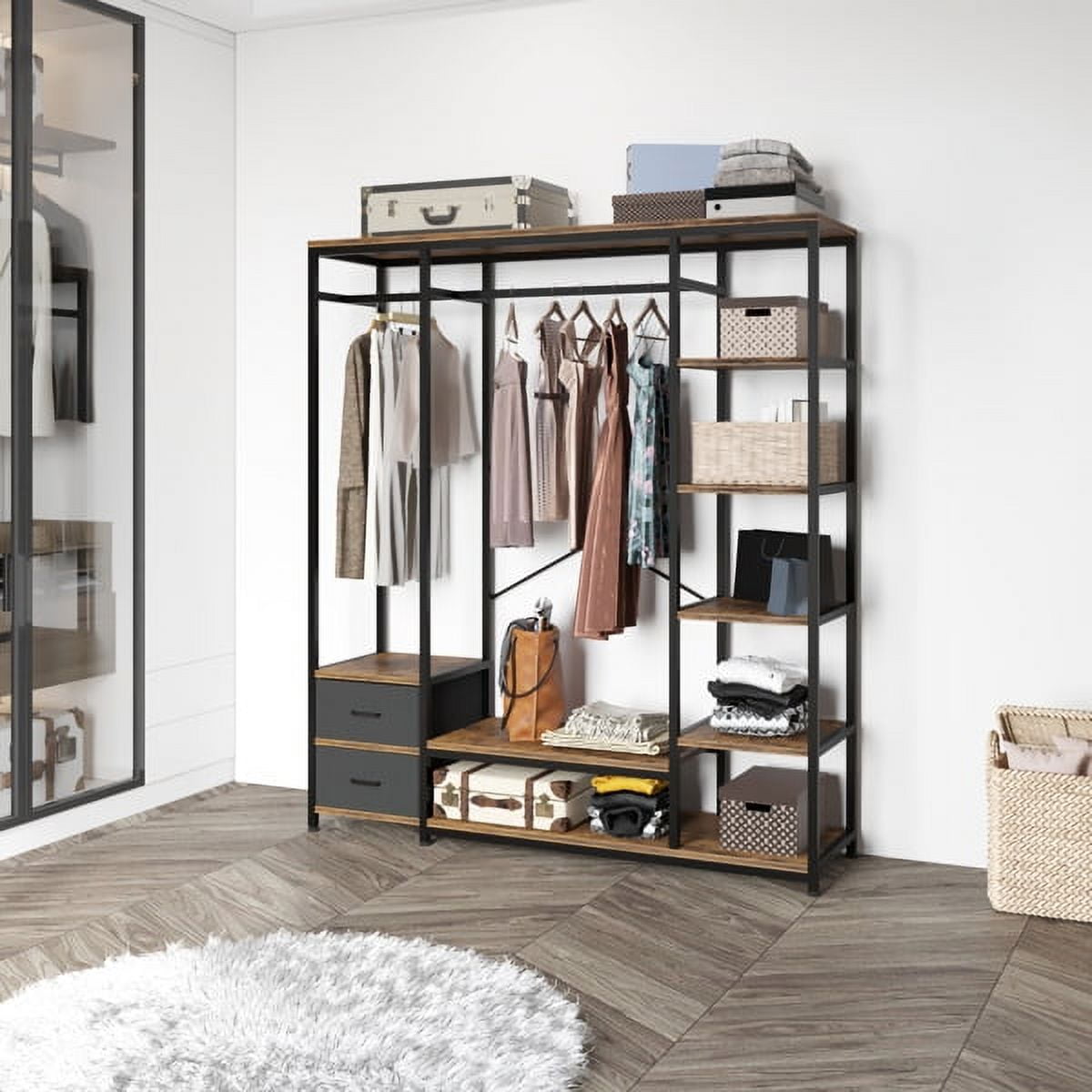 Fithood Independent wardrobe manager, clothes rack, multiple storage ...
