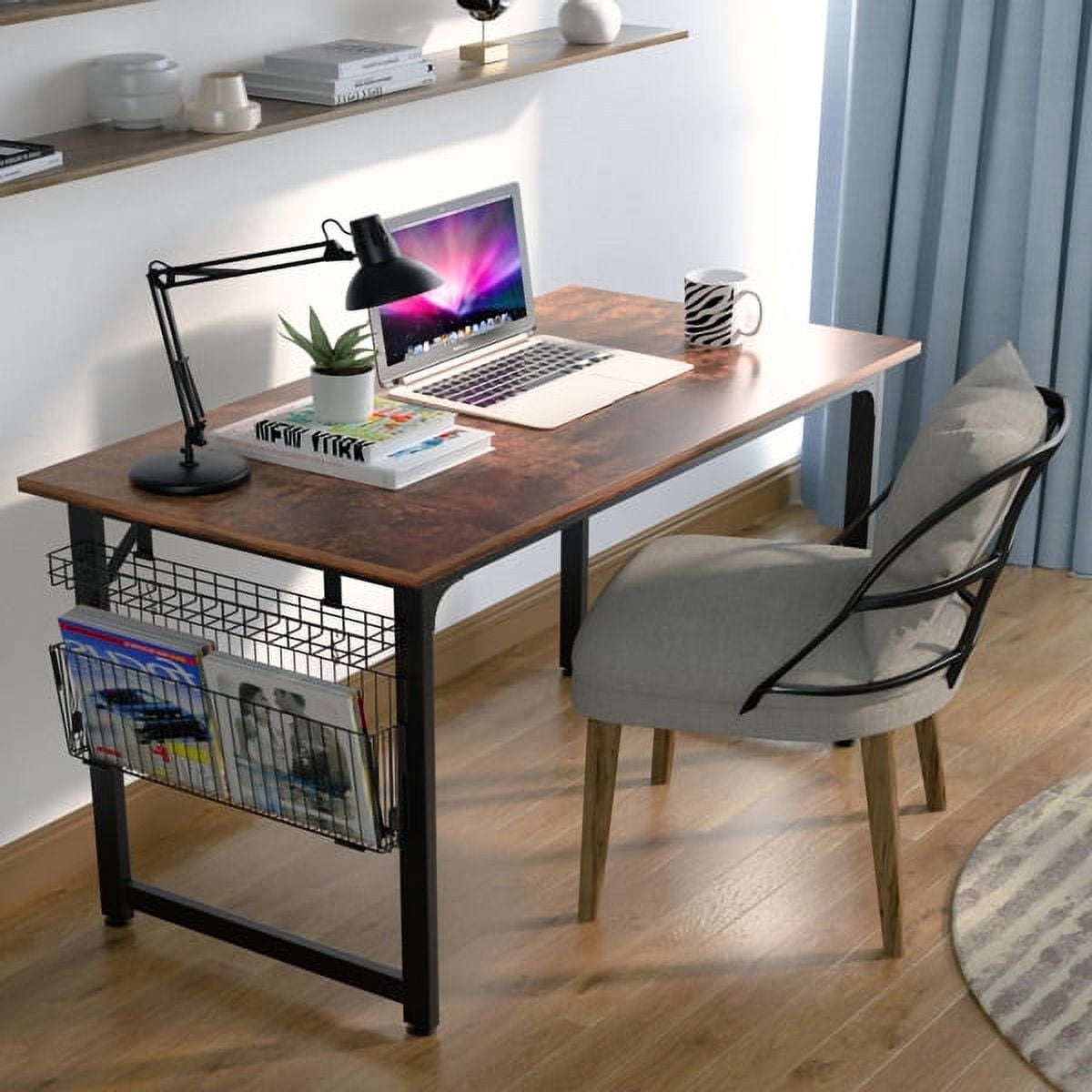 Fithood Study Computer Desk-40 Inch Home Office Desk, Wood Storage ...