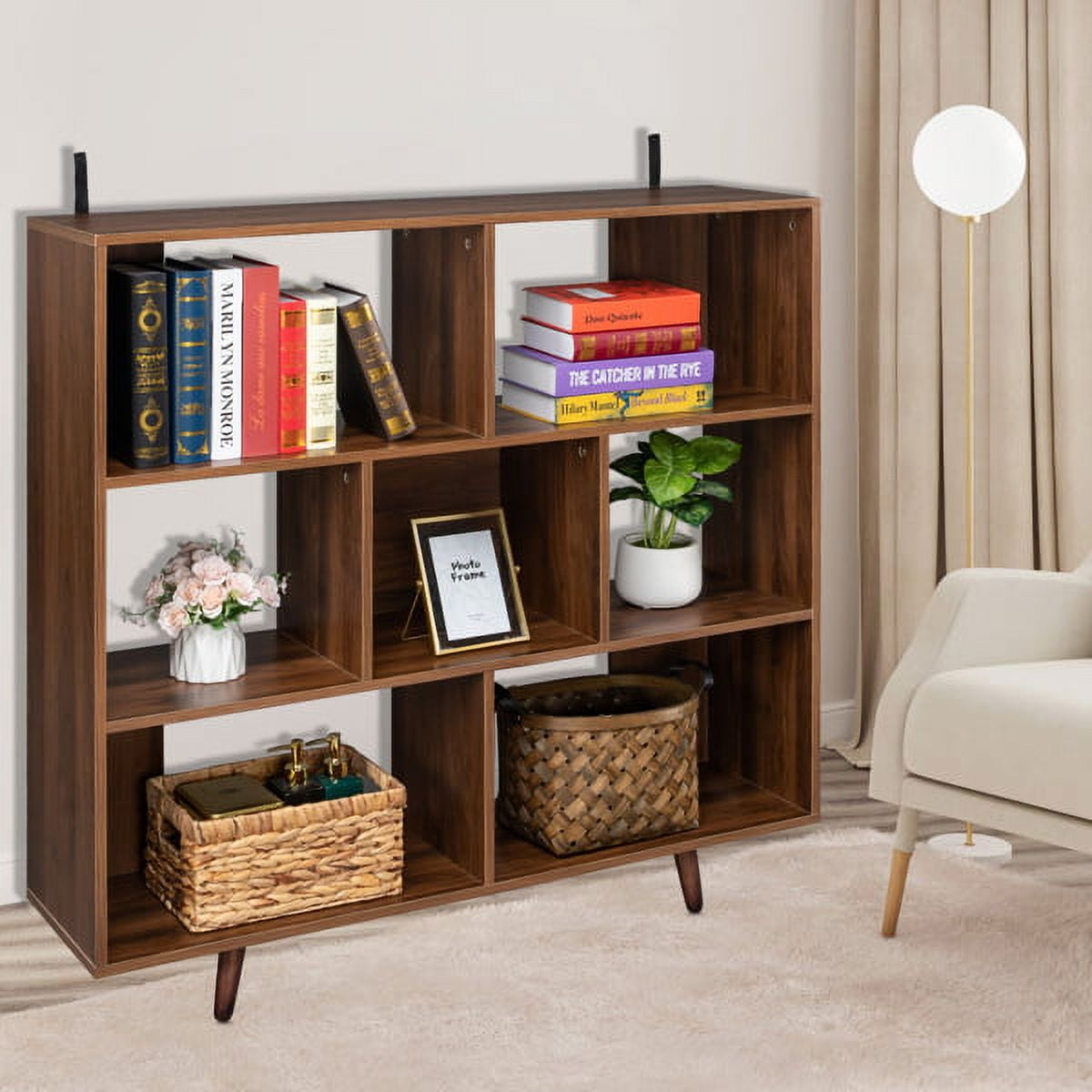 Fithood Wood Bookcase,Storage Shelves Stand Bookshelf for Entryway ...