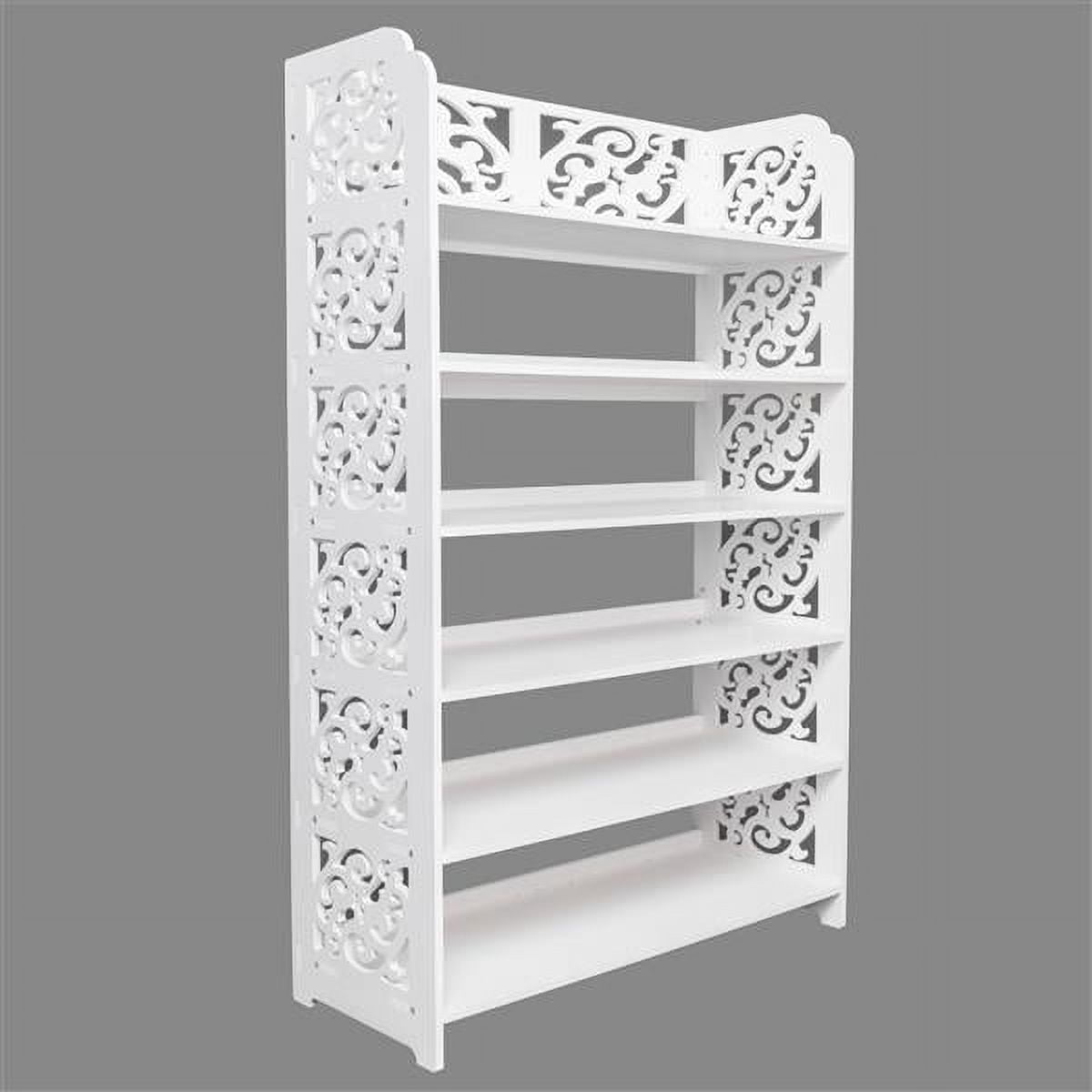 Fithood Wood-plastic Board Six Tiers Carved Shoe Rack White B - Walmart.com