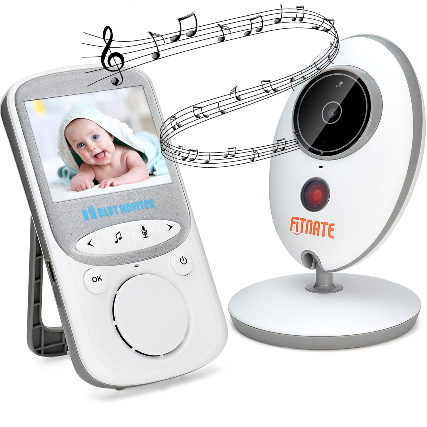 Fitnate Video Baby Monitor (Larger 2″ Monitor) Audio Camera Night ...
