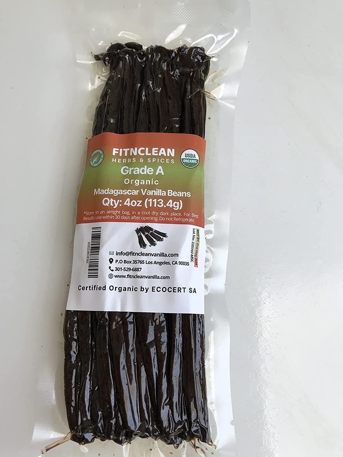 4oz Organic Madagascar Vanilla Beans Grade A. Certified USDA Organic. 6 ...