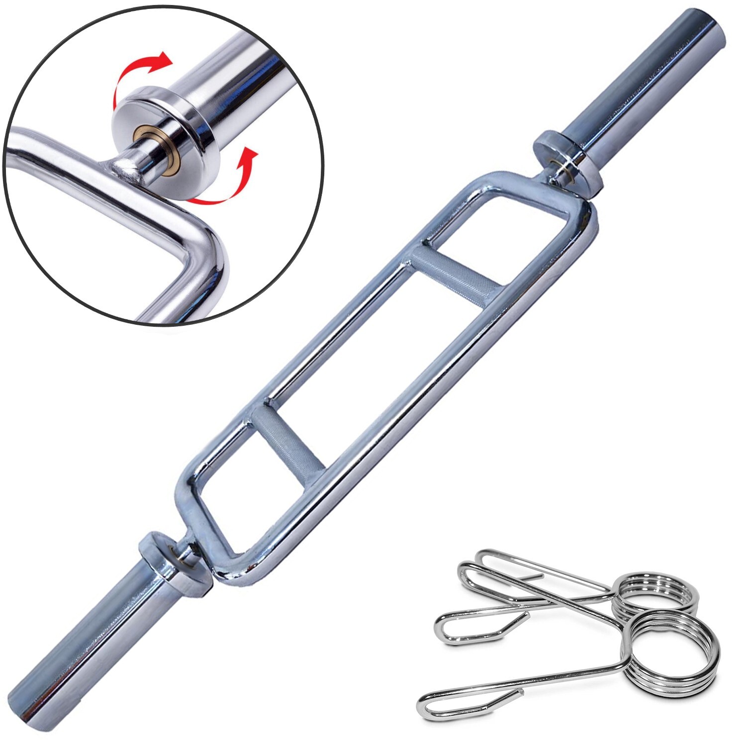 Fitness 34in Barbell Solid Olympic Chrome Tricep Hammer Curl Weight Bar ...
