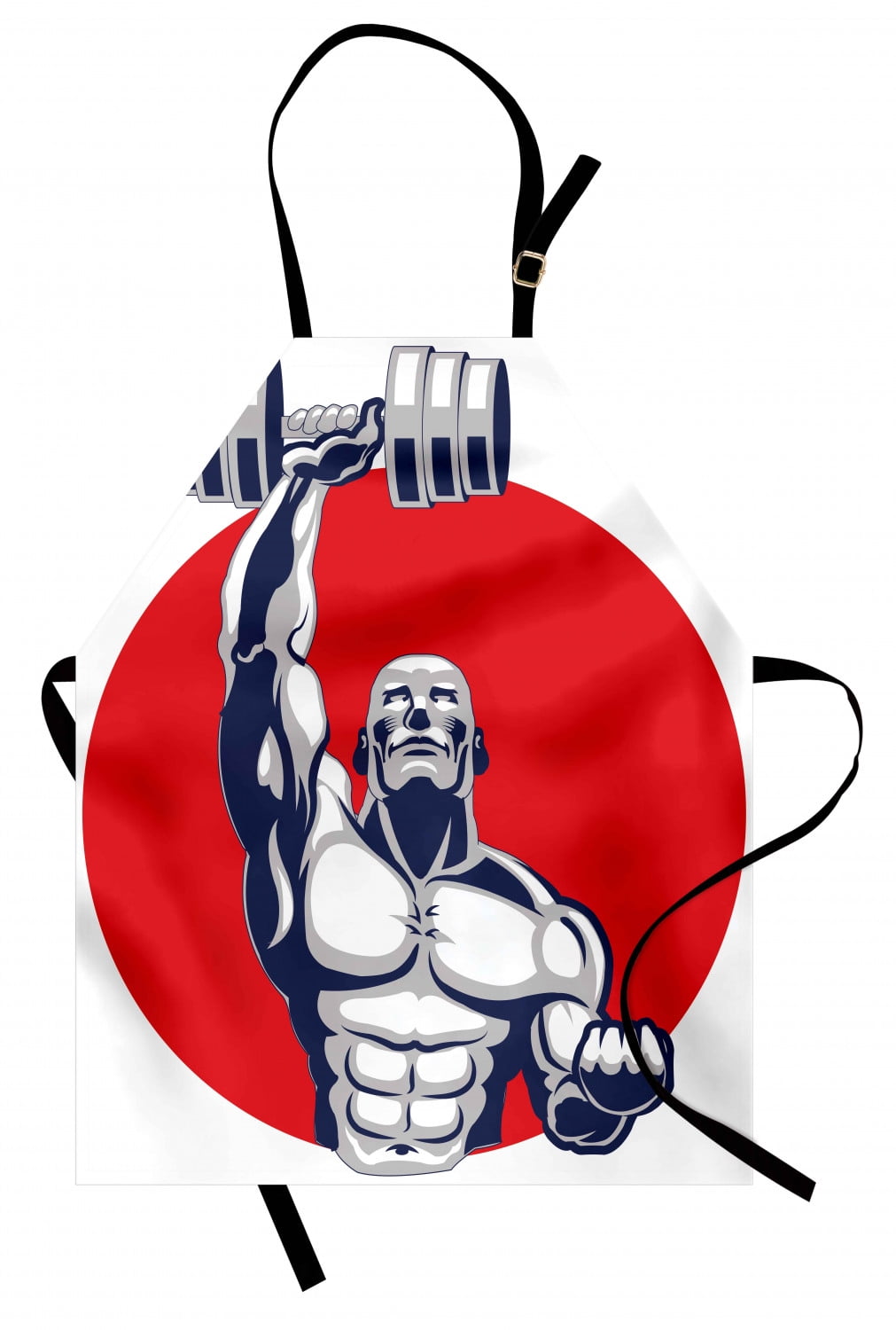 Fitness Apron Muscular Man Lifting Barbells Body Builder Icon Strength ...