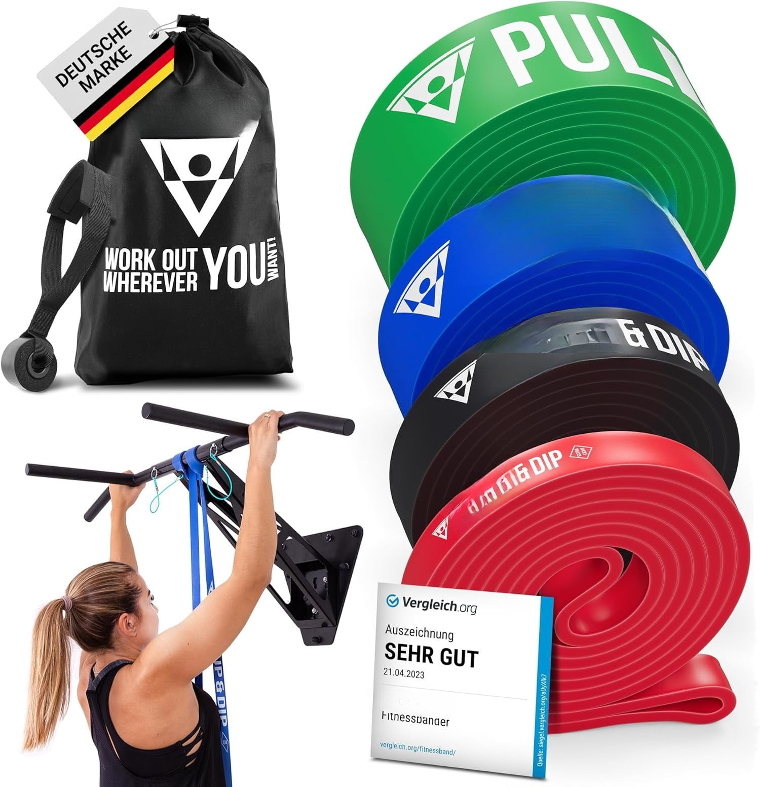 Fitness Bands, Resistance Bands with Bag, Door Anchor (with Sets) and ...