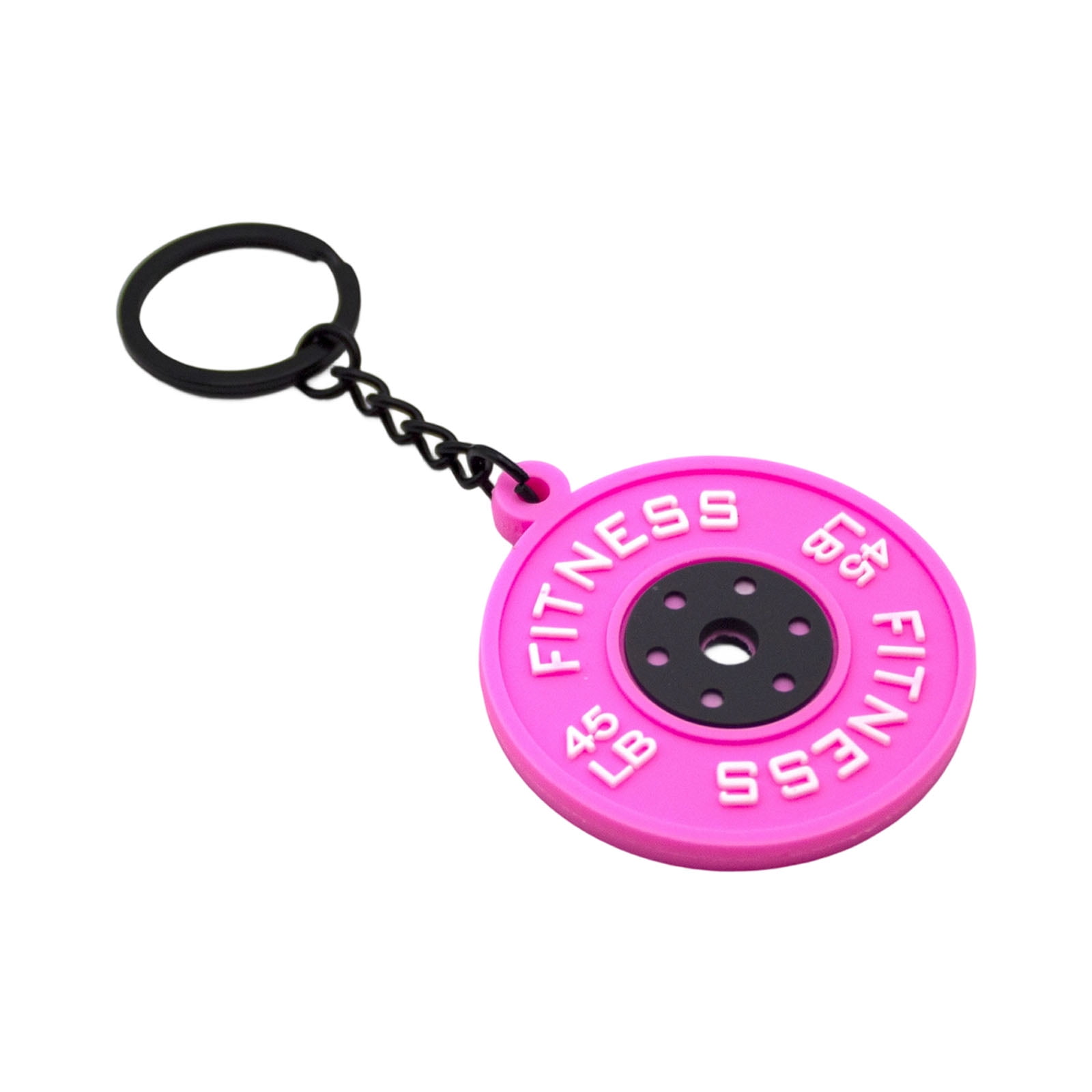 Fitness Barbell Keychain Rubber Gym Key Rings With 45lb Weight Plate ...