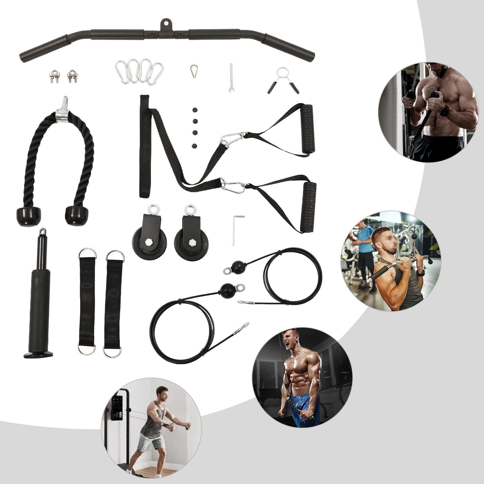 Fitness Cable LAT Pulley System Pull Down Machine Attachments Workout ...