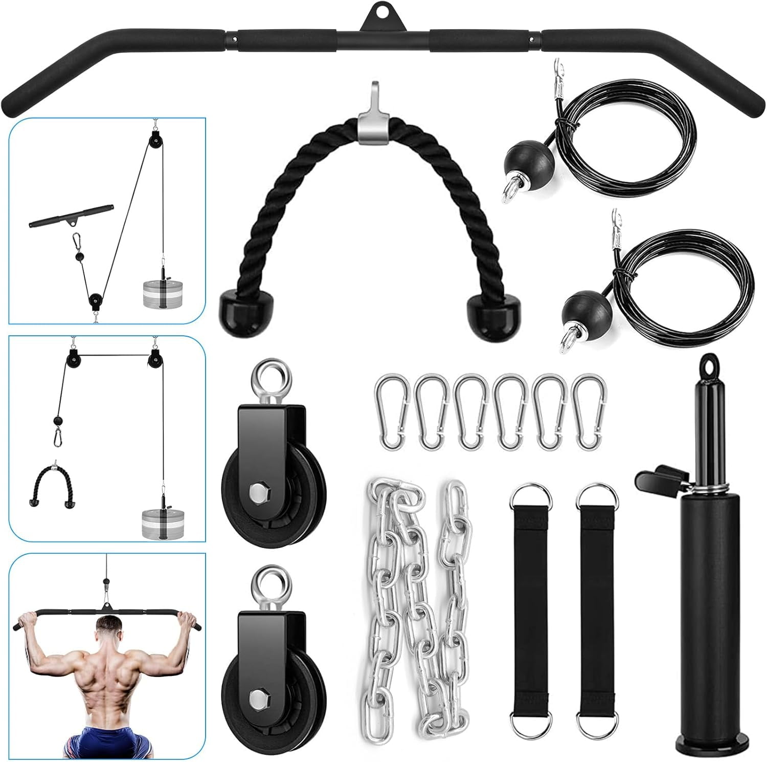 Fitness Cable Pulley System, Gym LAT and Lift Pulldown Machine ...