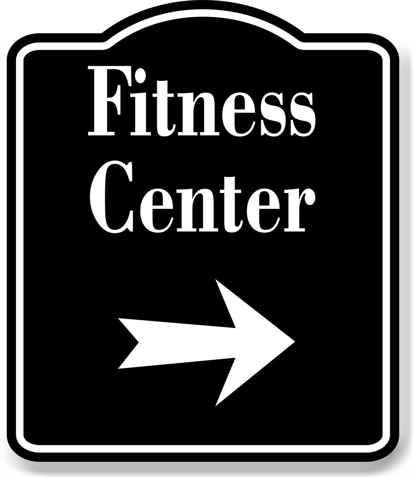 Fitness Center Right Arrow BLACK Aluminum Composite Sign, 20"x24 ...