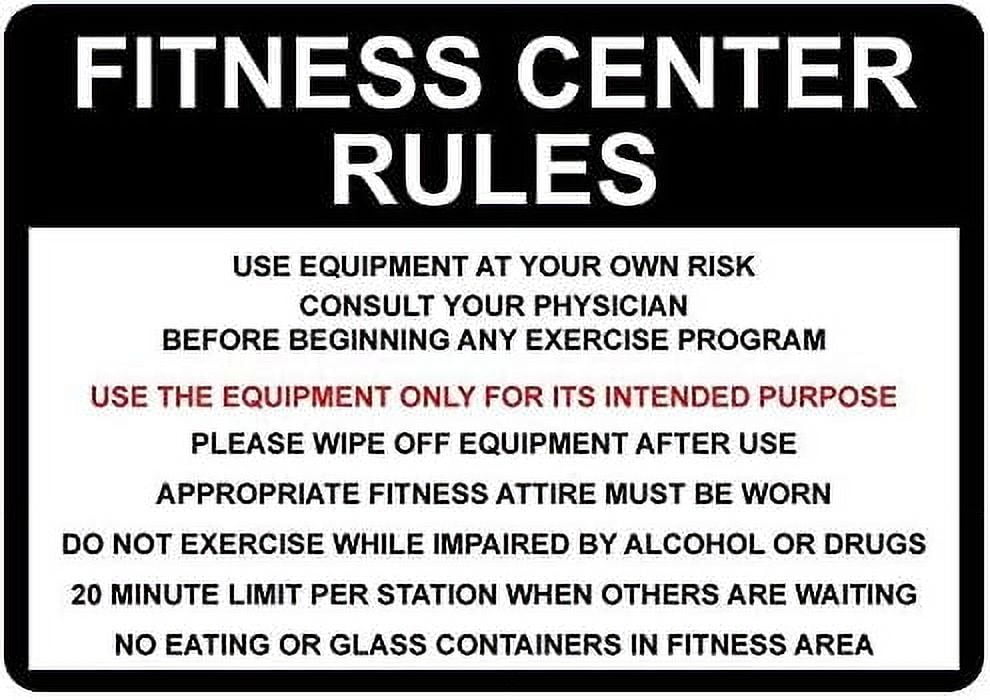 Fitness Center Rules Use Equipment at Your Own Risk Road Sign Business ...