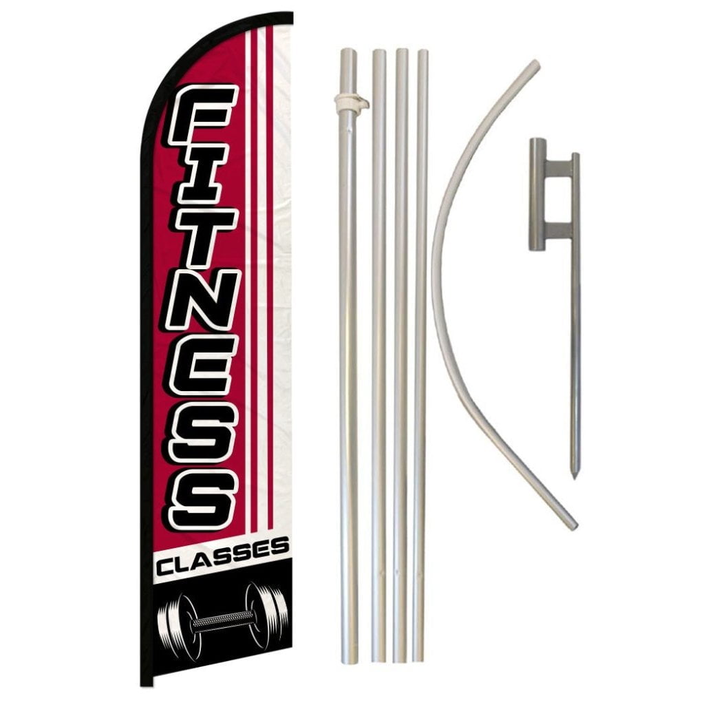 Fitness Classes Windless Banner Flag & Pole Kit - Walmart.com