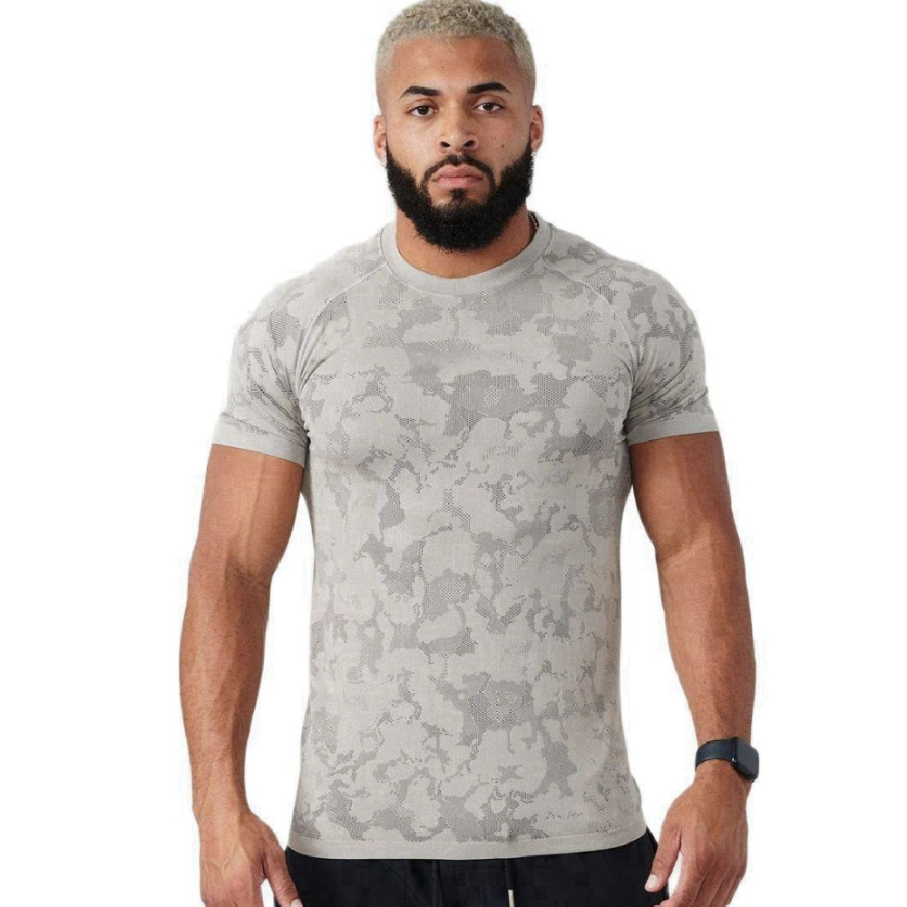 Fitness Clothes Camouflage Sports T-shirt Muscle Tight Clothes Men's ...