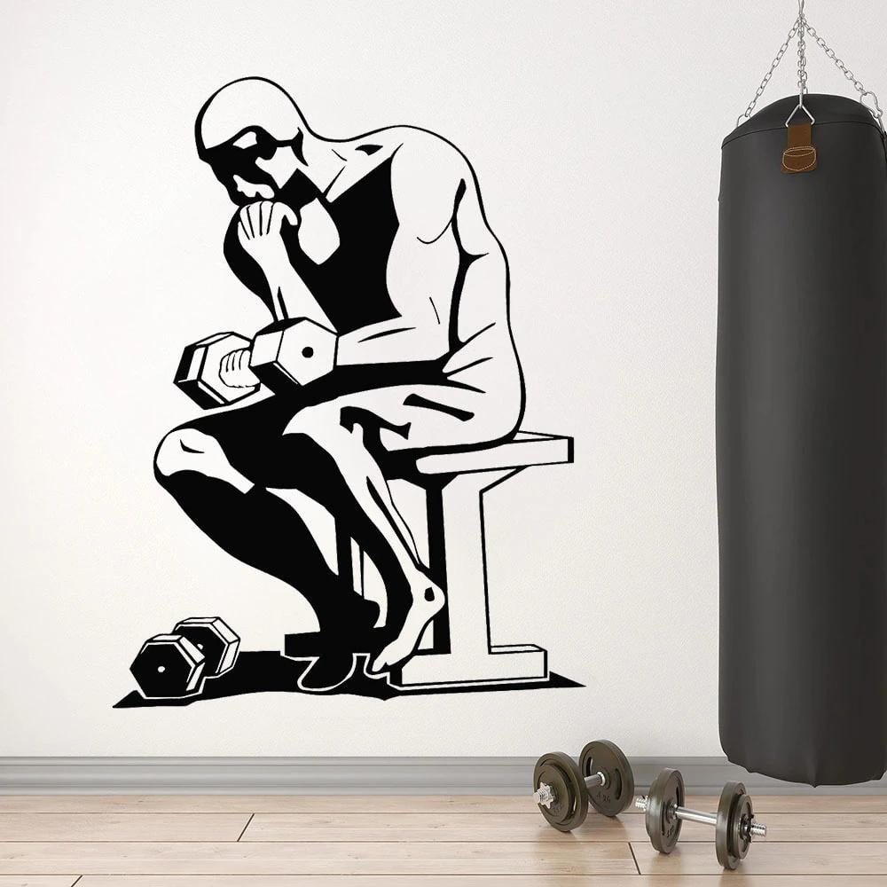 Fitness Club Wall Decal Gym Logo Sport Barbell Workout Muscle Training ...