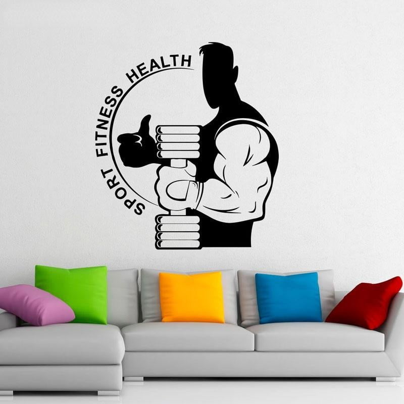 Fitness Decal Gym Vinyl Wall Stickers Sports Health Interior Bedroom ...