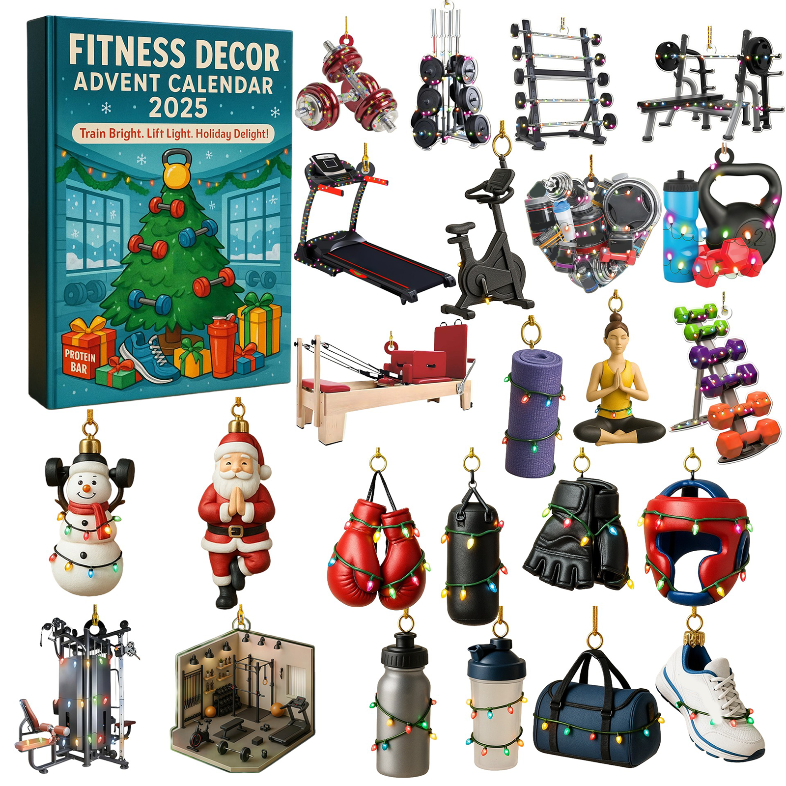 Fitness Decor Advent Calendar 2025, 24-Day Christmas Countdown Calendar ...
