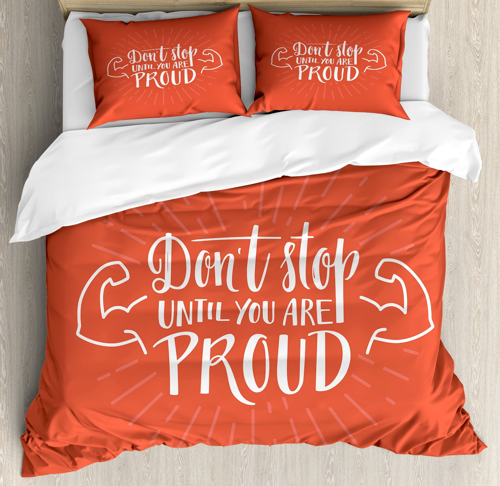 Fitness Duvet Cover Set, Dont Stop Until You Are Proud Words Hand ...