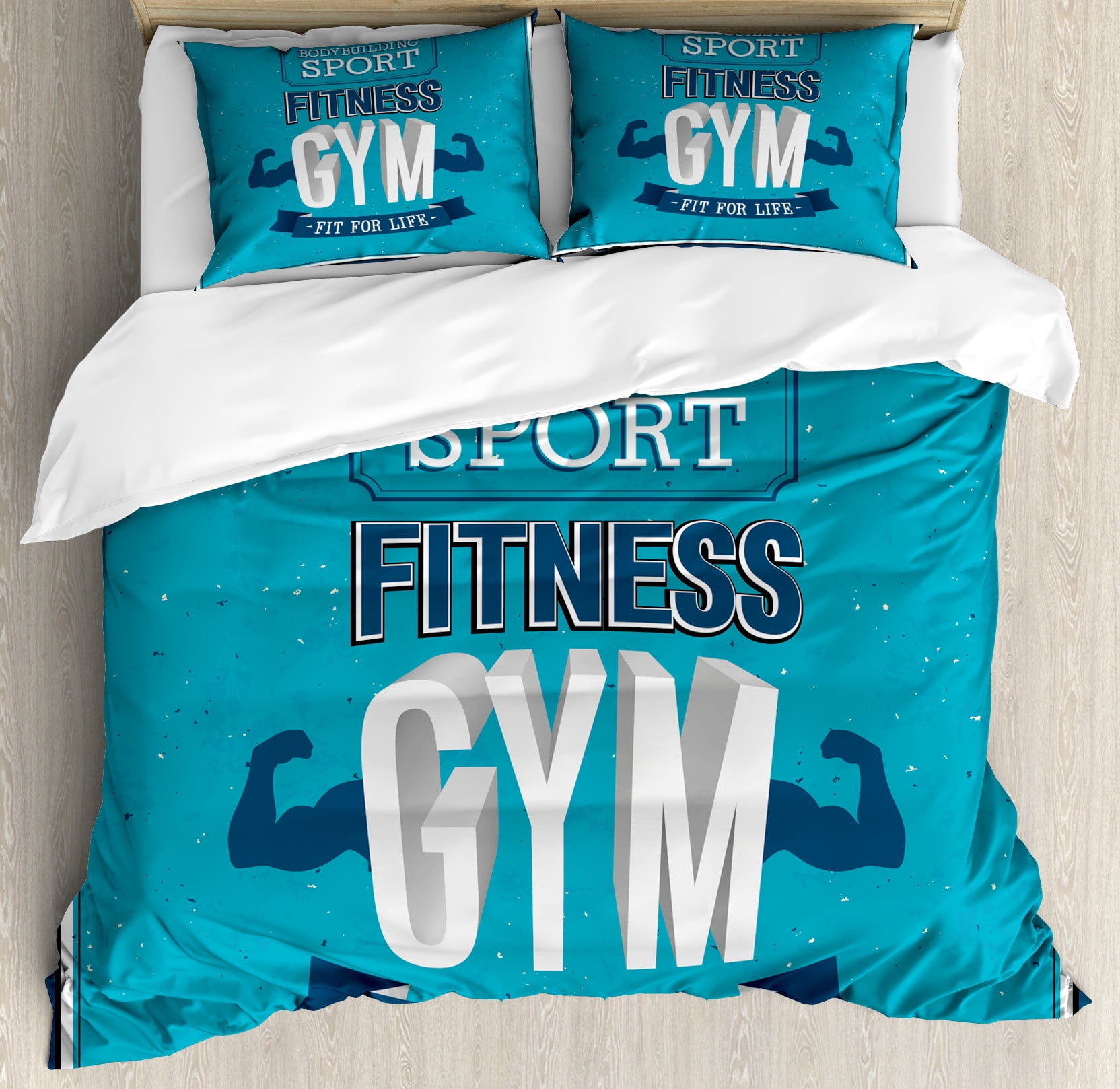 Fitness Duvet Cover Set, Fit for Life Bodybuilding Sport Biceps ...