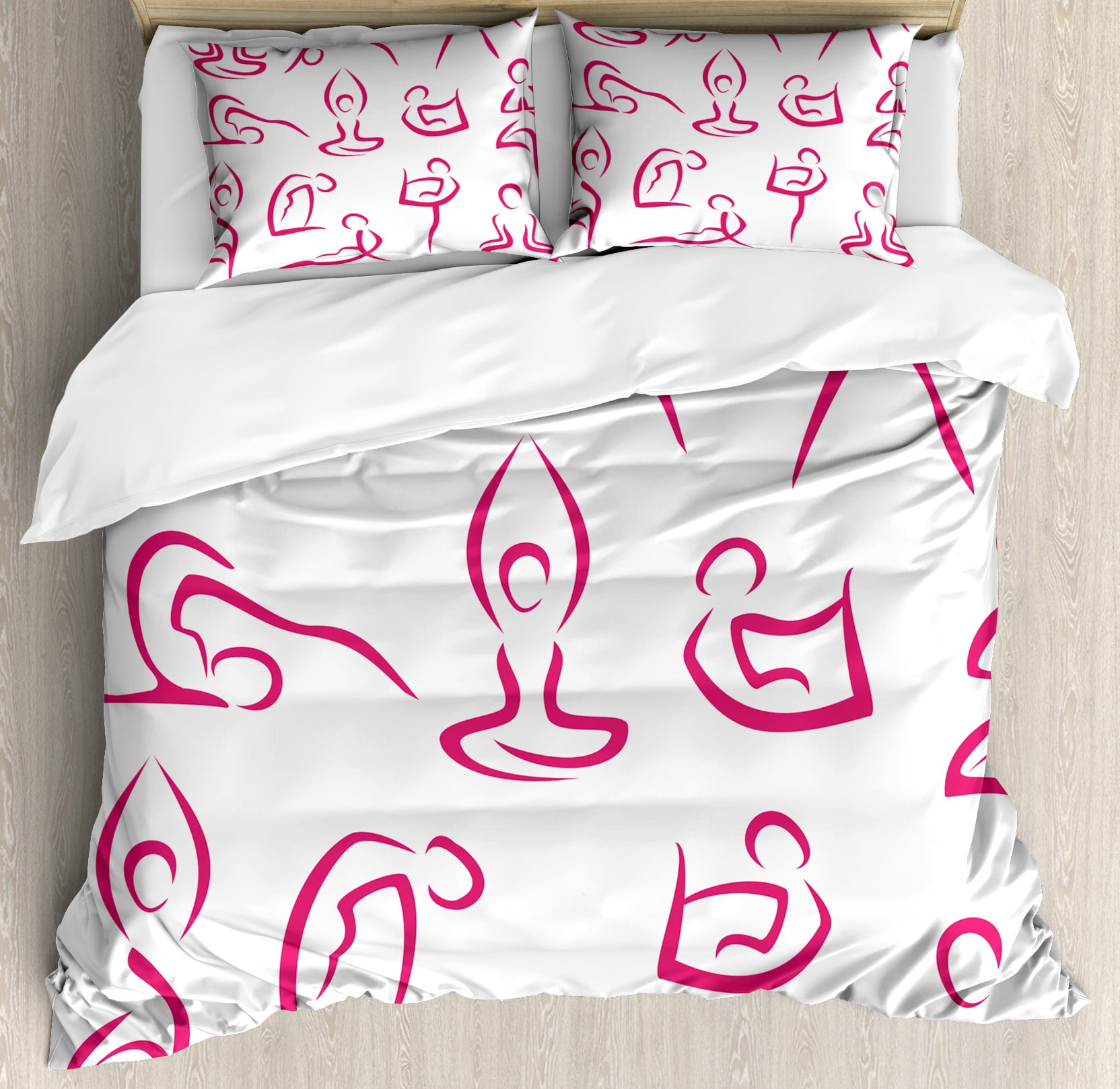 Fitness Duvet Cover Set, Monochrome Simplistic Line Art Drawn Human ...