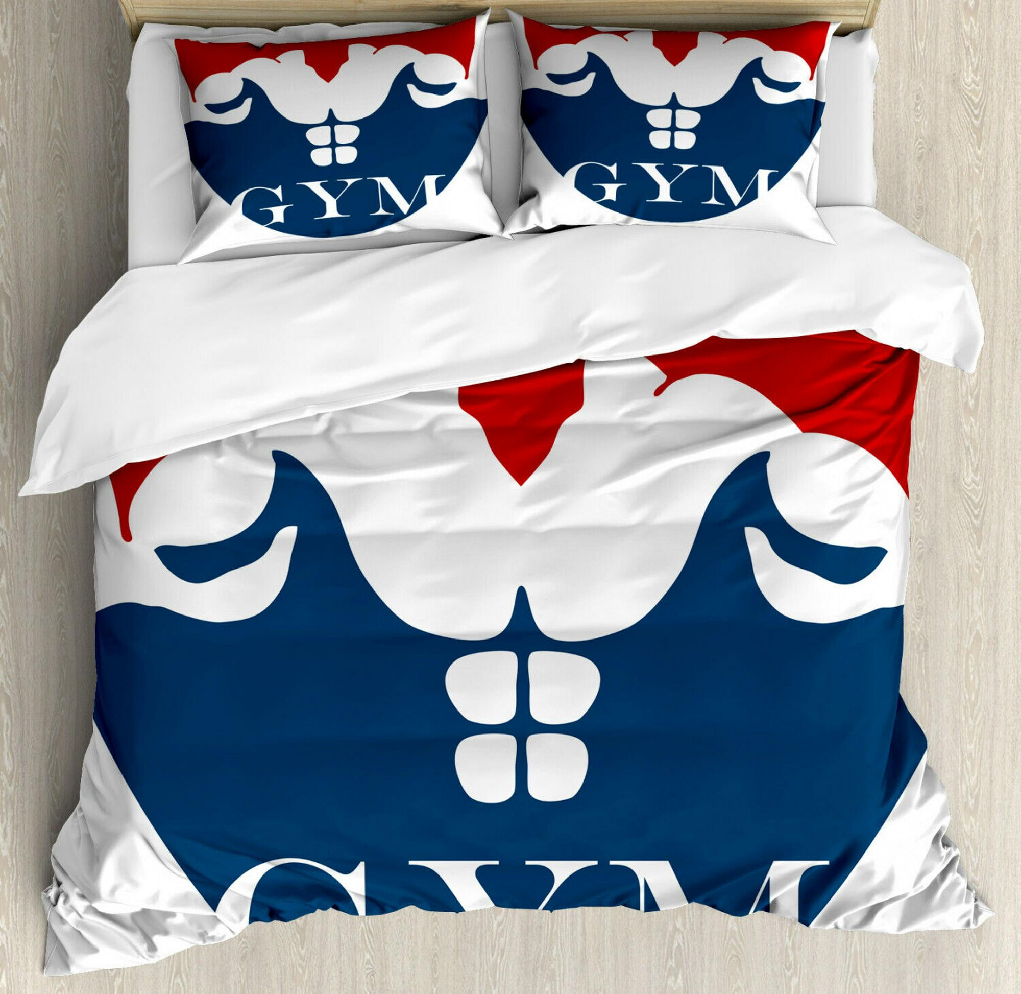 Fitness Duvet Cover Set with Pillow Strong Man with Biceps Print ...