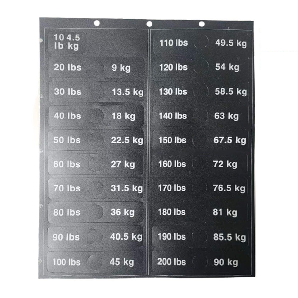 Fitness Equipment Weight Stickers Gym Weight Stack Labels Number ...