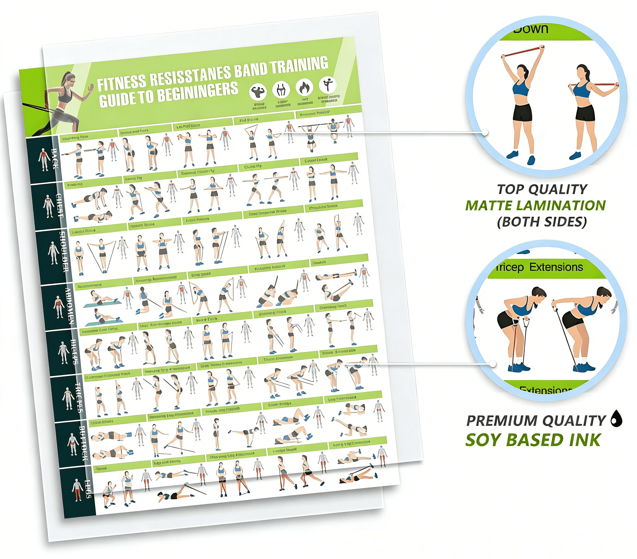 Fitness Exercise Posters, Full Body Workout Training Charts for Home ...