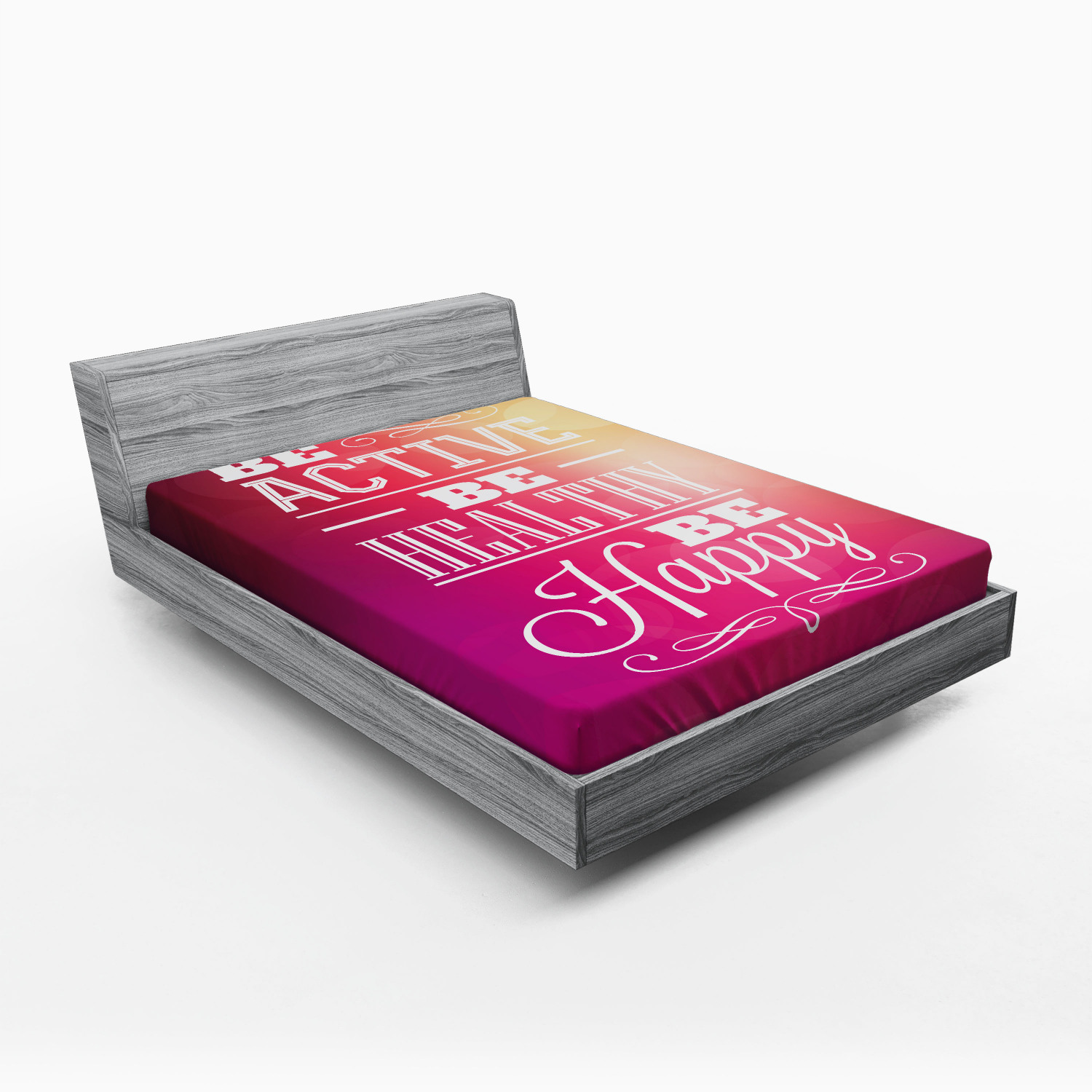 Ambesonne Fitness Fitted Sheet, Be Active Be Happy Pattern, Queen Size ...