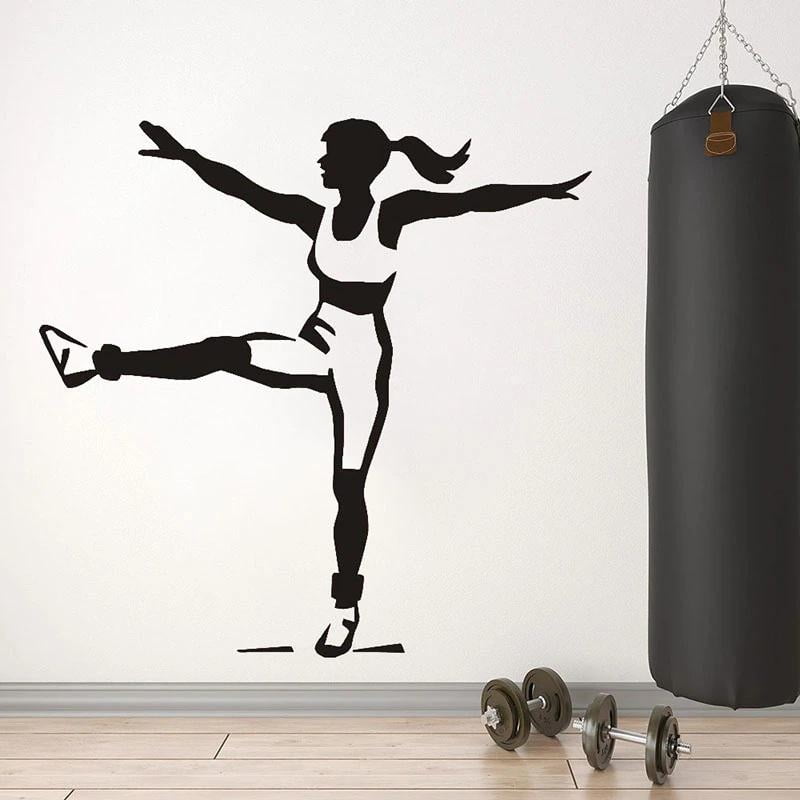 Fitness Girl Wall Decal Sport Work Out Vinyl Window Stickers Gym ...