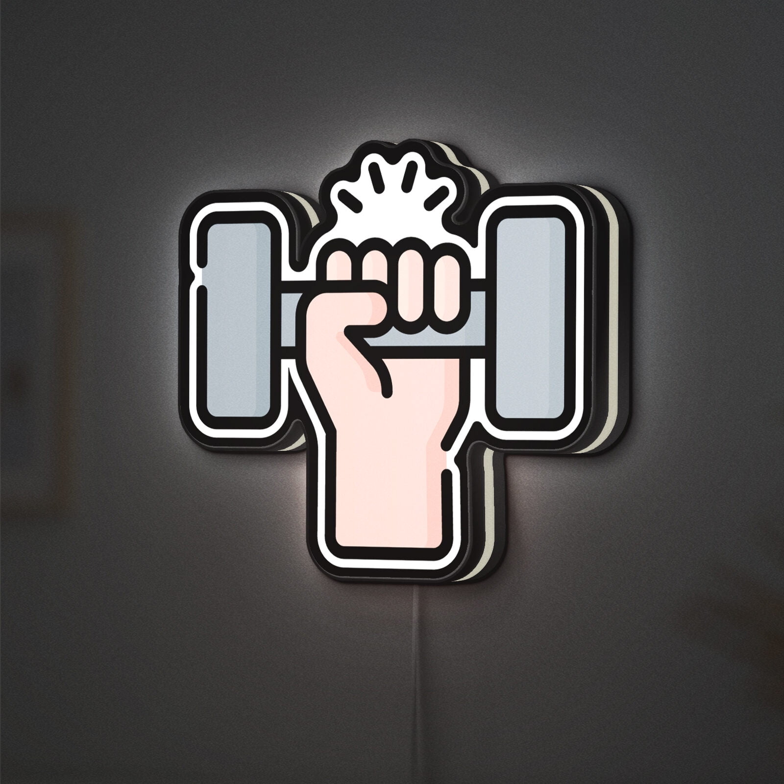 Fitness Gym 3D Novelty Light Box, Dumbbell Workout Lamp Decor for Home ...