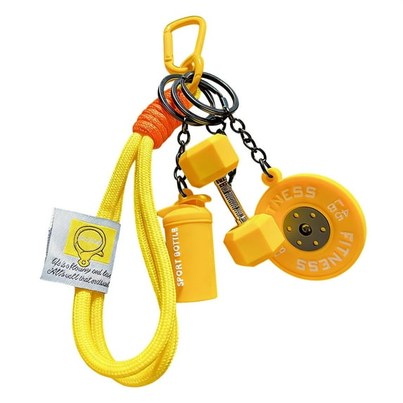 Fitness Keychain Set Sport Barbell Keychain Sport Training Dumbbell ...