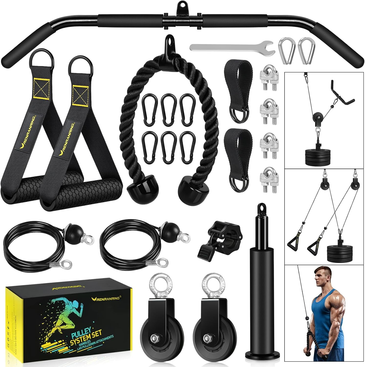 Fitness LAT and Lift Pulley System Gym - Upgraded LAT Pull Down Cable ...