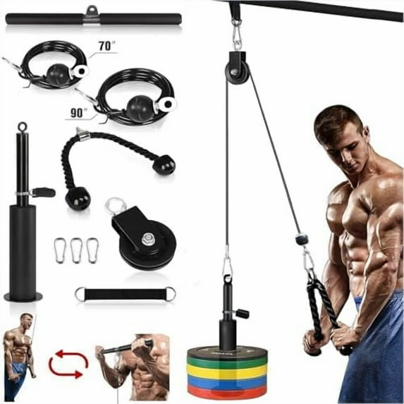 Fitness LAT and Lift Pulley System for Home Gym,Dual Weight Cable ...
