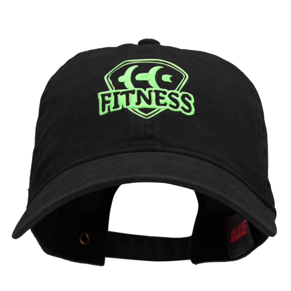 Fitness Logo Washed Solid Pigment Dyed Cotton Twill Brass Buckle Cap ...