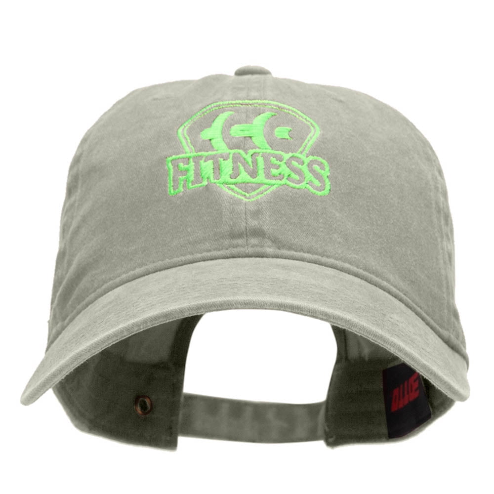 Fitness Logo Washed Solid Pigment Dyed Cotton Twill Brass Buckle Cap ...
