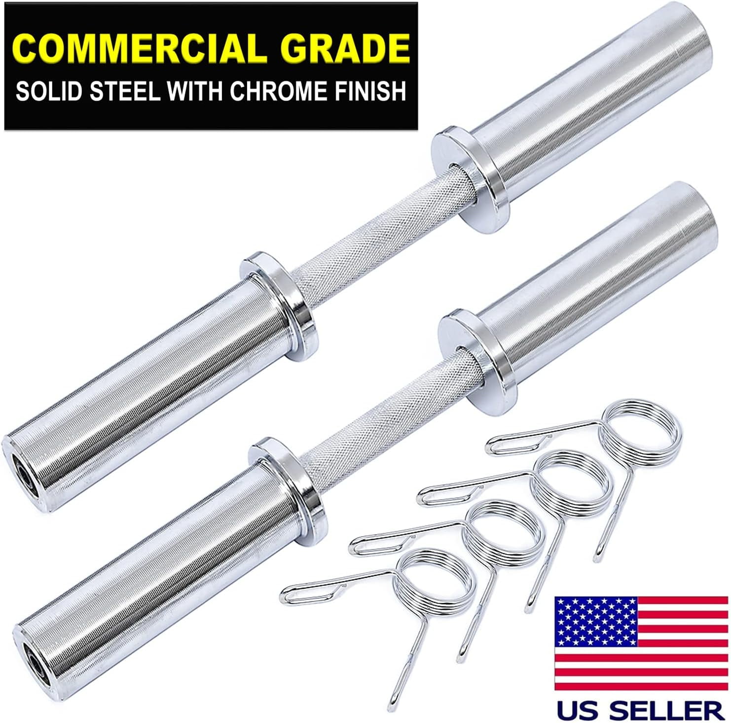 Fitness Maniac, Pair of 20 Inch Olympic Dumbbell Handles, Loadable Bars ...