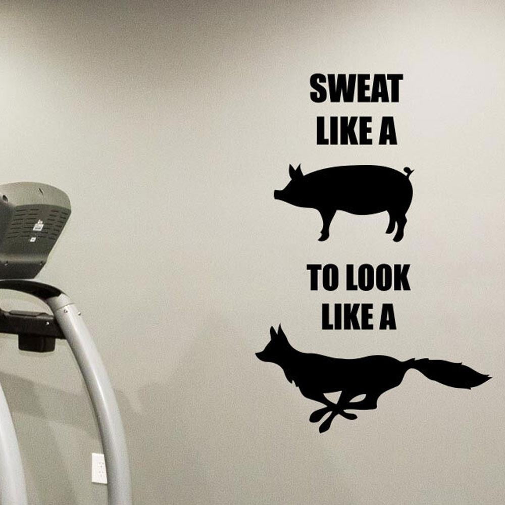Fitness Motivational Gym Wall Decal Sweat Like A Pig Vinyl Sticker ...