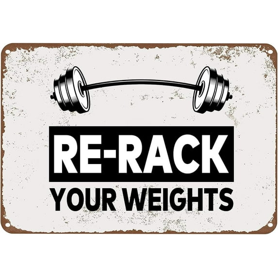 Fitness Motivational Wall Art Retro Tin Sign,Re-Rack Your Weights Retro ...