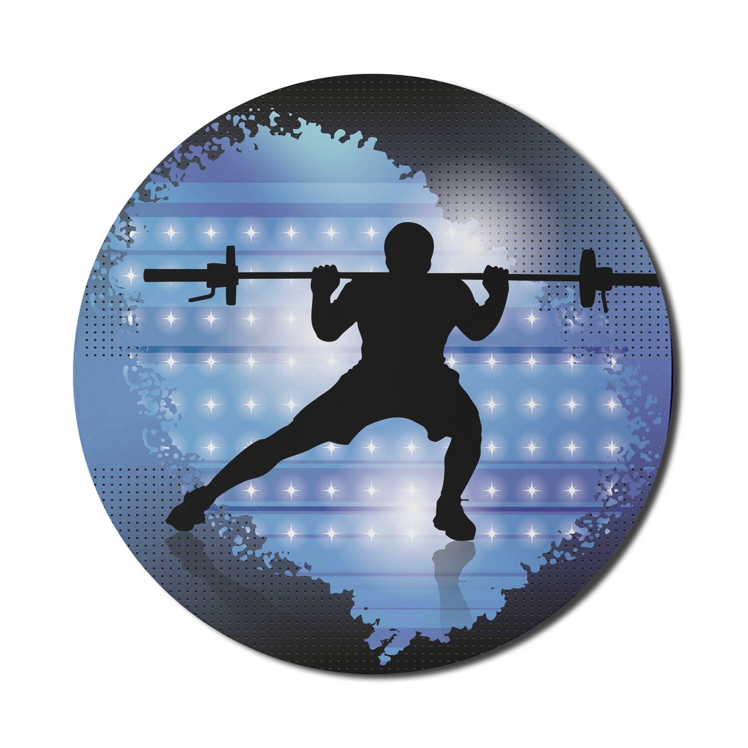 Fitness Mouse Pad for Computers, Silhouette of Weightlifter on Abstract ...