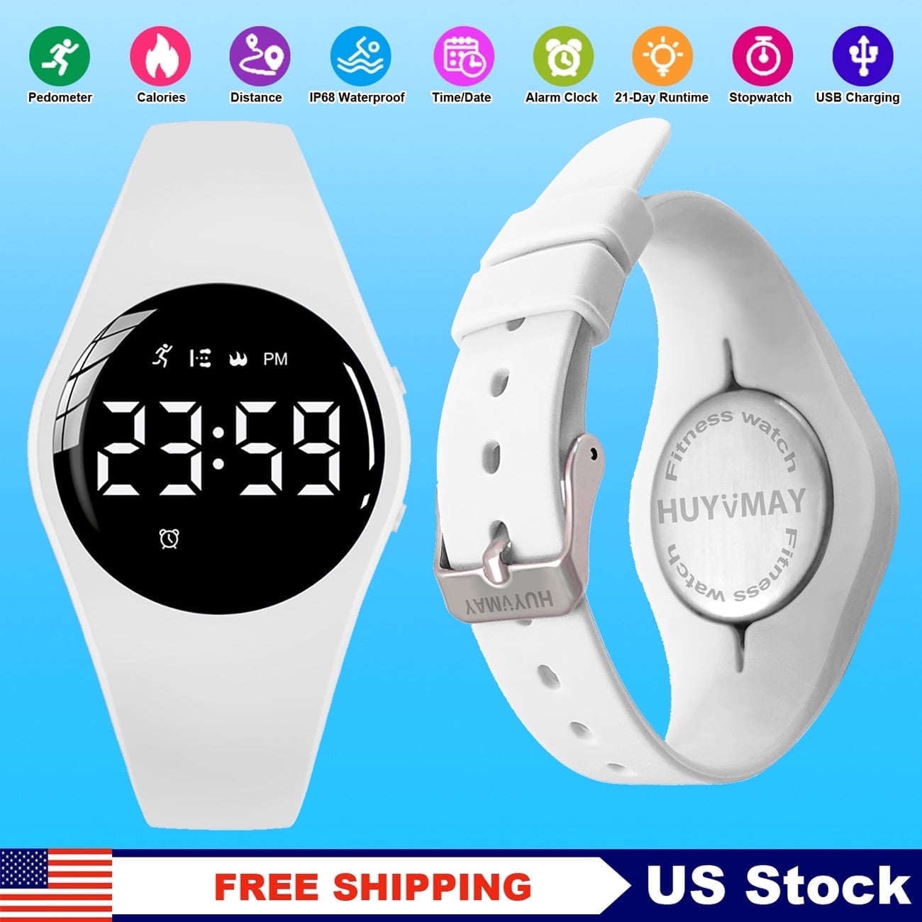 Fitness Pedometer Watch No Bluetooth No App IP68 Waterproof Watch for ...