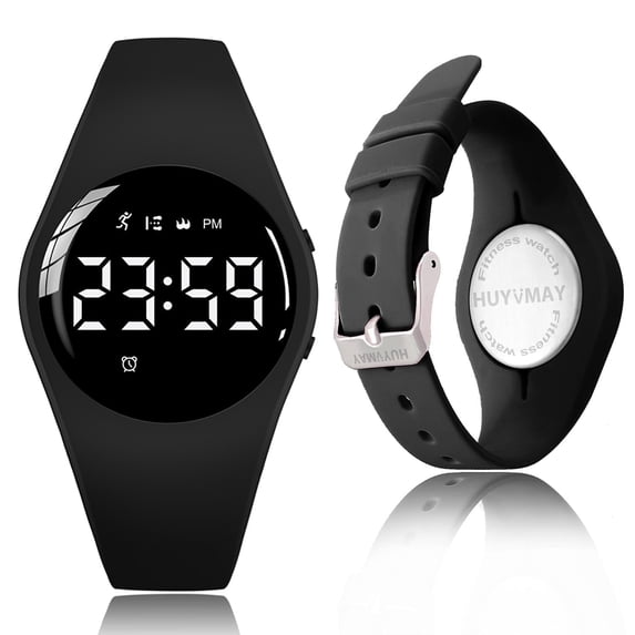 Fitness Pedometer Watch Waterproof Digital LED Sports Watch Alarm Timer ...
