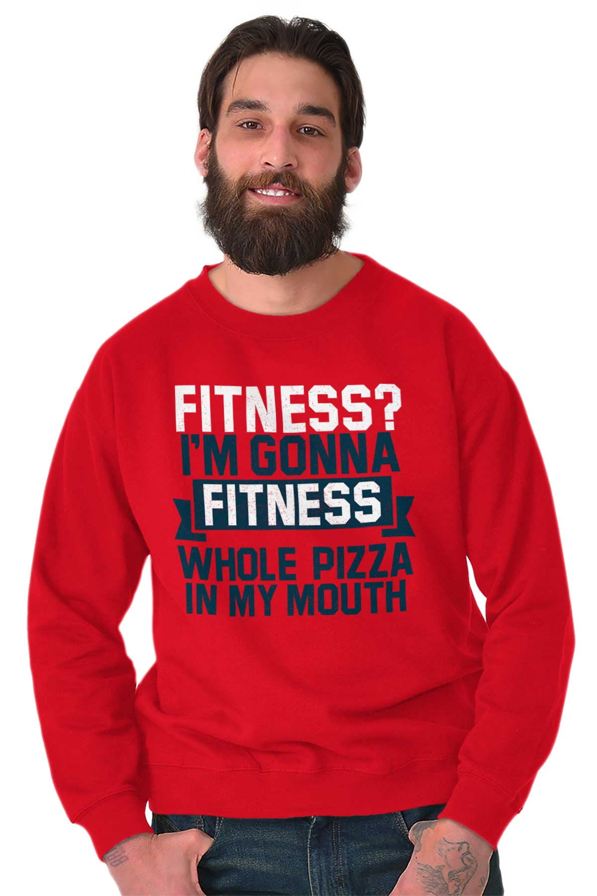 Fitness? Pizza! Gym Workout Exercise Unisex Plus Size Sweatshirt Brisco ...