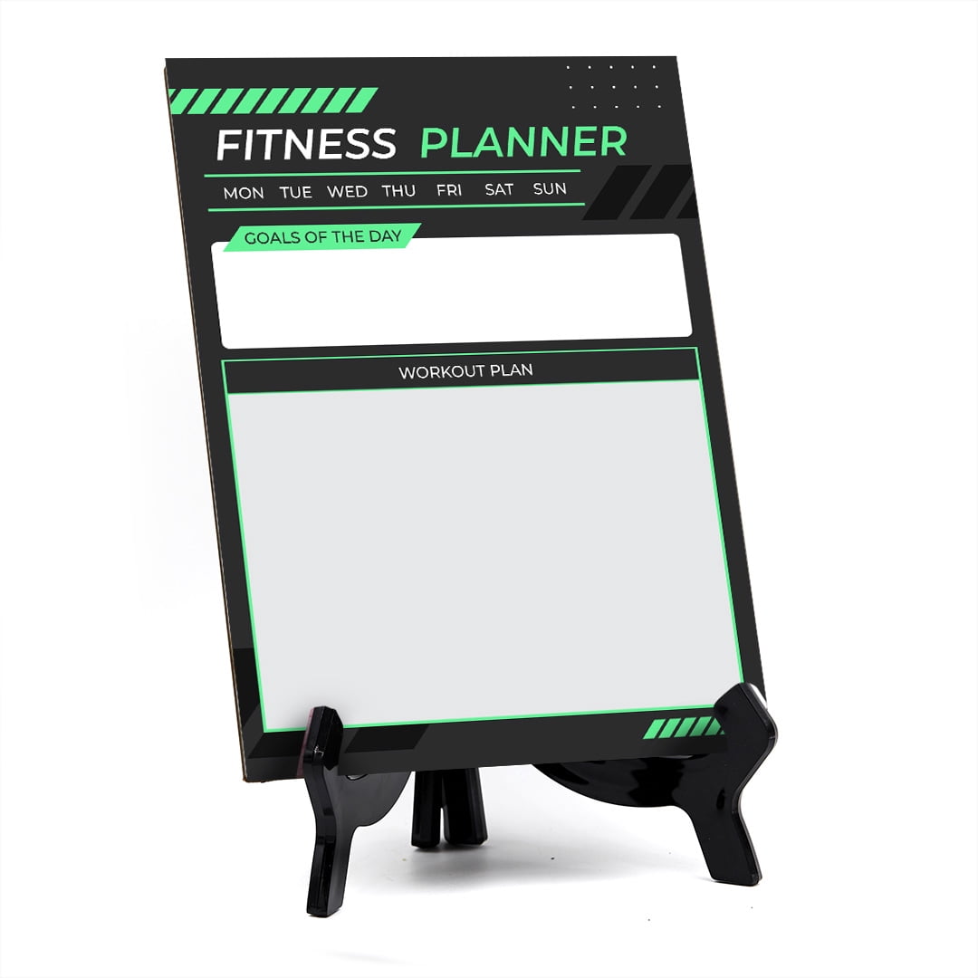 Fitness Planner Dry Wipe Table Sign with Acrylic Stand (6x8“) Office ...