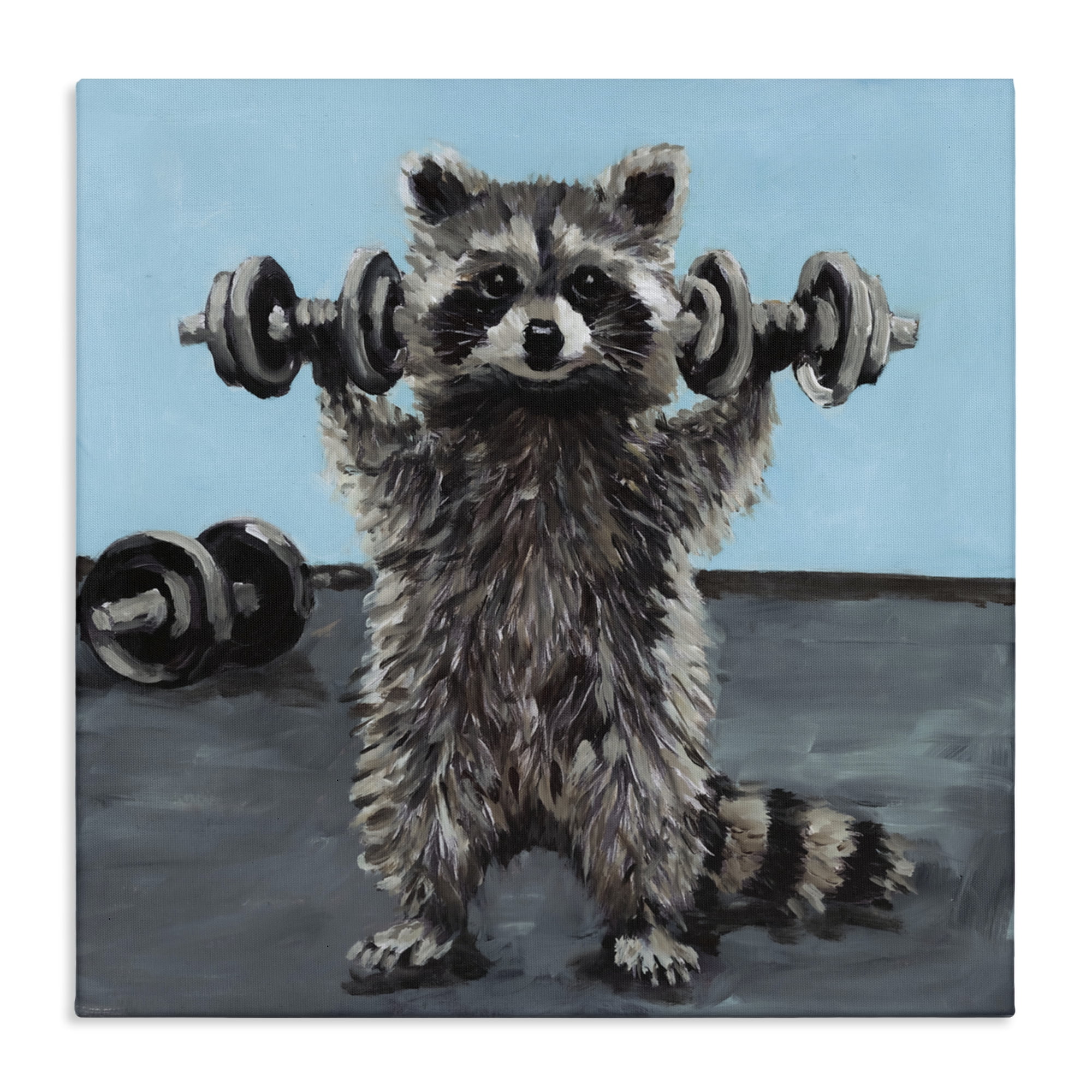 Fitness Raccoon with Weights Canvas Wall Art, design by Studio Bautista ...