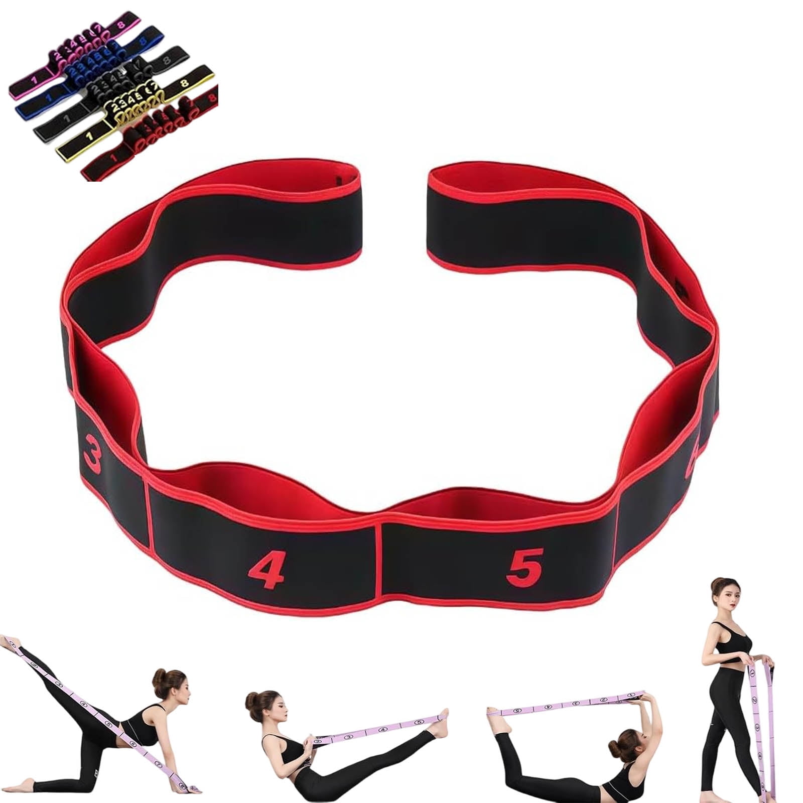 Fitness Resistance Band, 8 Segment Adjustable Pilates Yoga Band with ...