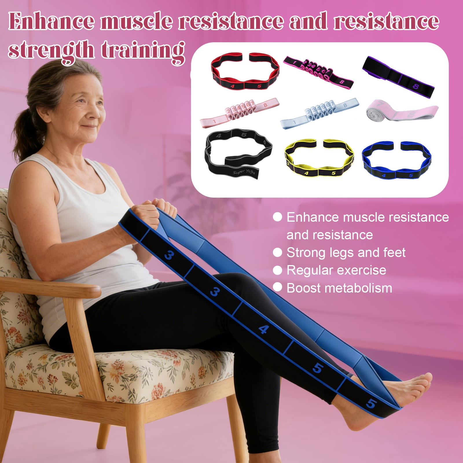 Fitness Resistance Band for Stretching and Yoga, Multifunction Elastic ...
