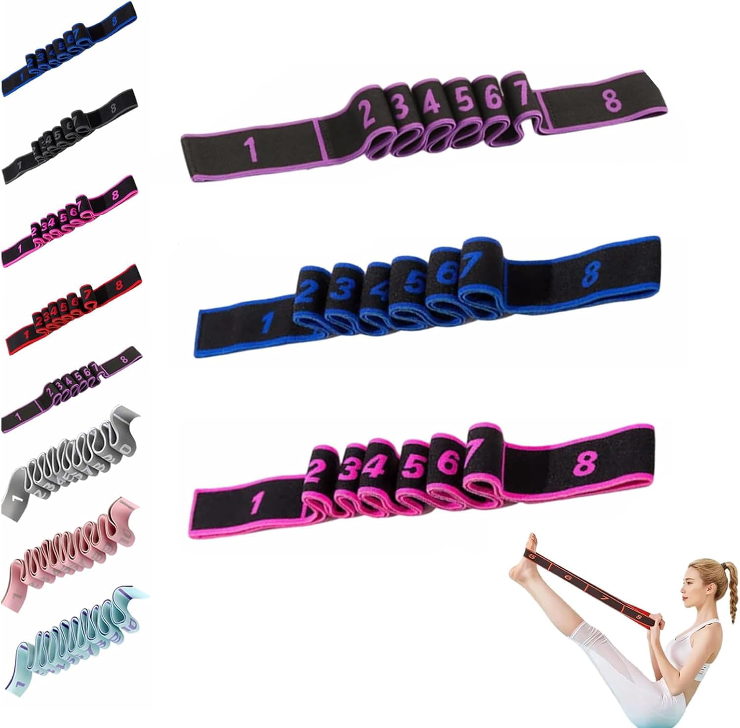 Fitness Resistance Band for Stretching and Yoga,Numbered Resistance ...