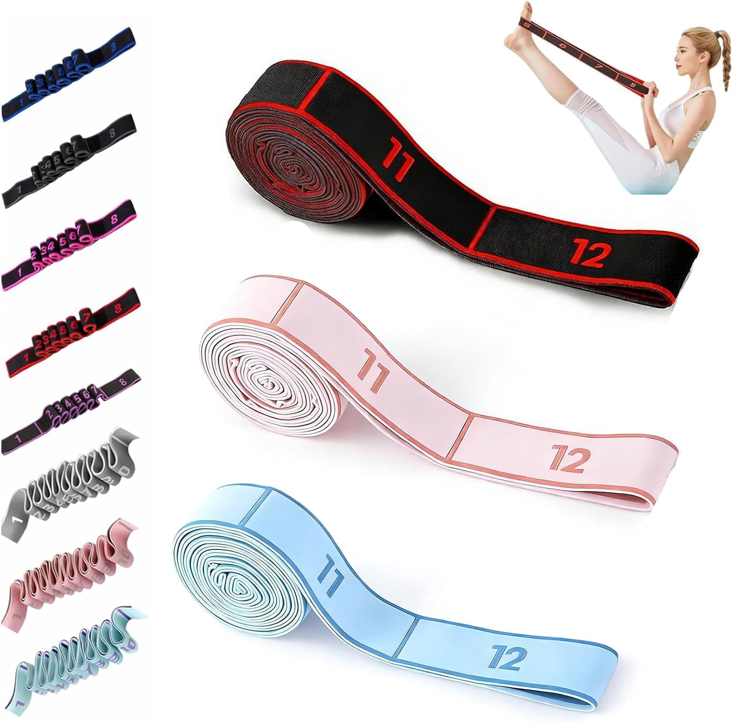 Fitness Resistance Band for Stretching and Yoga,Numbered Resistance ...