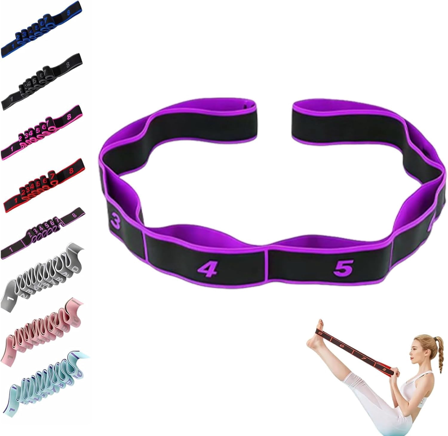 Fitness Resistance Band for Stretching and Yoga,Numbered Resistance ...
