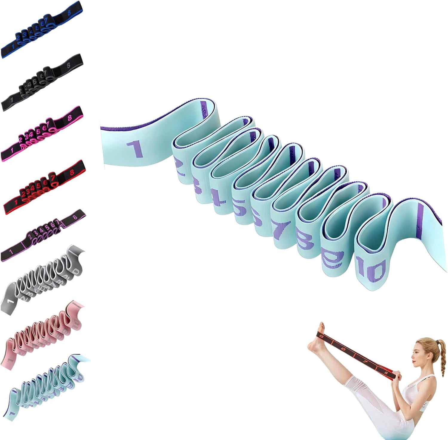 Fitness Resistance Band for Stretching and Yoga,Numbered Resistance ...