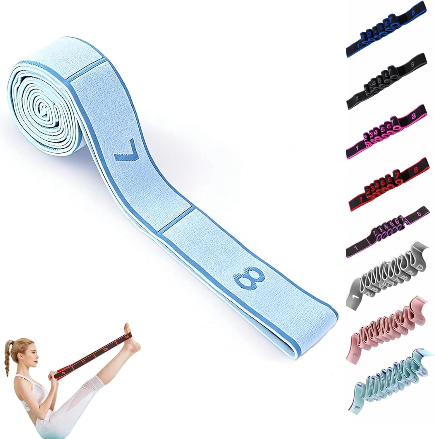 Fitness Resistance Band for Stretching and Yoga,Numbered Resistance ...