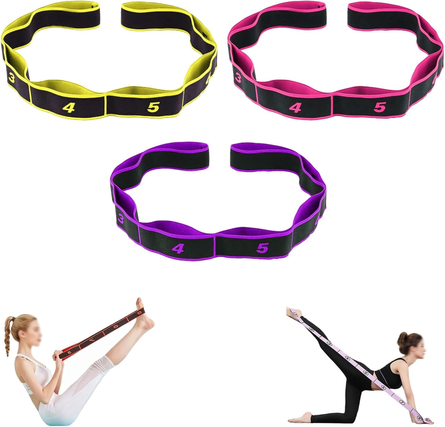 Fitness Resistance Band for Stretching and Yoga, 8-Loop Numbered ...